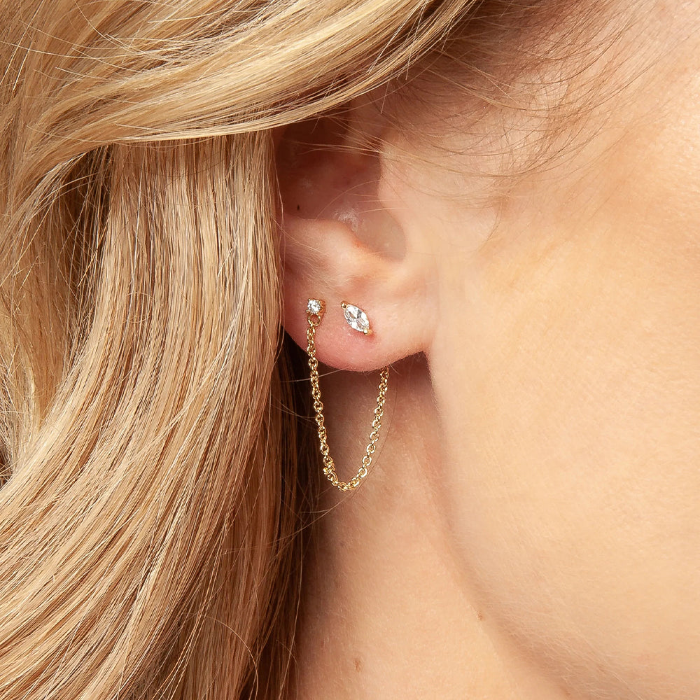 Oval and Round Cubics Chain Stud – DASH